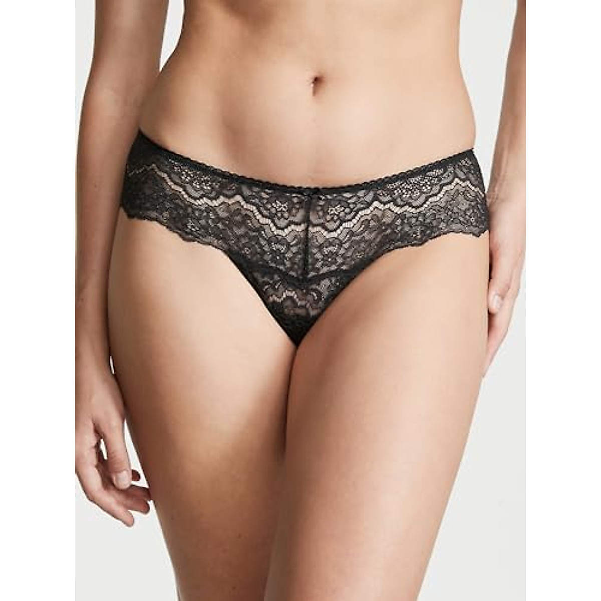 Victoria's Secret Dream Angels Lace Cheekini Panty, Underwear for Women, Black (XXL)