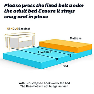 VANCLE Baby Bassinet Bedside Crib for Baby Sleeper, Portable Mesh Bassinet with Wheels & Comfy Mattress, Height Adjustable Baby Bed for Infants & Newborn Baby Boy & Girl (Grey)