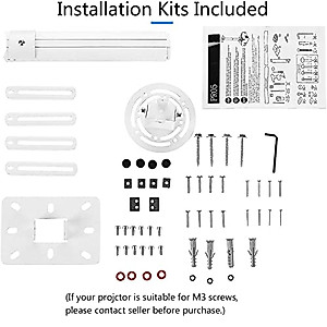 suptek White Projector Ceiling Mount Bracket Fits Flat or Sloped Ceiling Height Adjustable with Extendable Length for LCD/DLP Projectors (PR05)