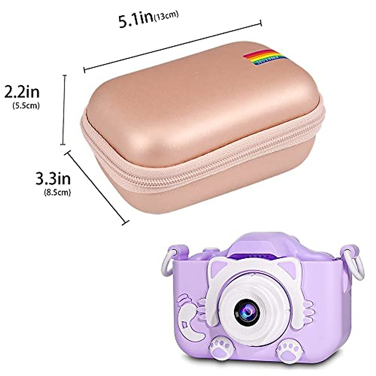 Leayjeen Kids Camera Case Compatible with Goopow/SGAINUL/Gofunly/ArtCWK and More Video Digital Camera Gift - Case for Toy Action Camera and Accessories(Case Only) (gold)