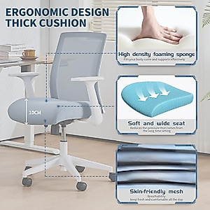 H HAILIBO Office Chair, Mesh Back Desk Chair, Swivel Ergonomic Computer Chair with Flip-Up Arms and Adjustable Height (Light Blue)