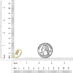 Buyless Fashion Womens Girls Butterfly Ring 14K Gold Plated Adjustable Open Ring Sterling Silver Wedding Band - RNGBTRSG