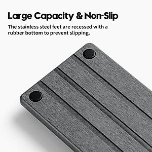 Razborci Instant Dry Sink Caddy Kitchen Sink Organizer, Quick Drying Stone Sink Tray Sponge Holder Soap Dish, Bathroom Countertop Fast Dry Water Absorbing Rack,Vanity Dispenser Toothbrush Bottle, Gray