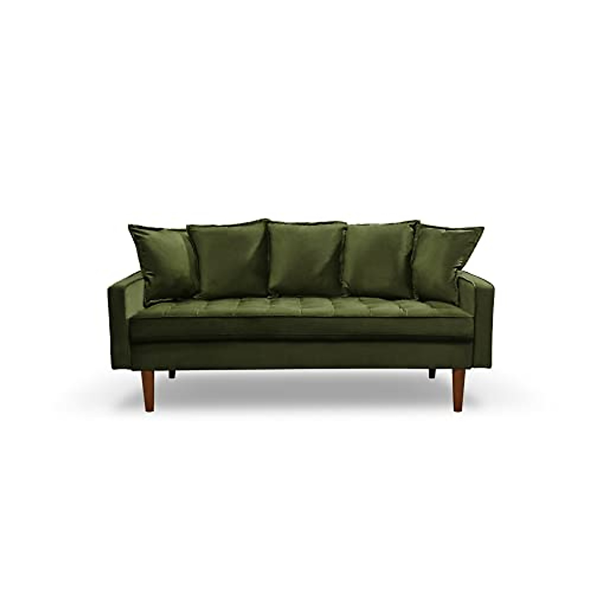 SILKIR 3-Person Sofa Couch for Living Room | Perfect for: Apartment/Studio/Office & Small Space | Velvet Fabric | Fast and Easy Assembly | (Olive Green) Modern Contemporary Mid-Century
