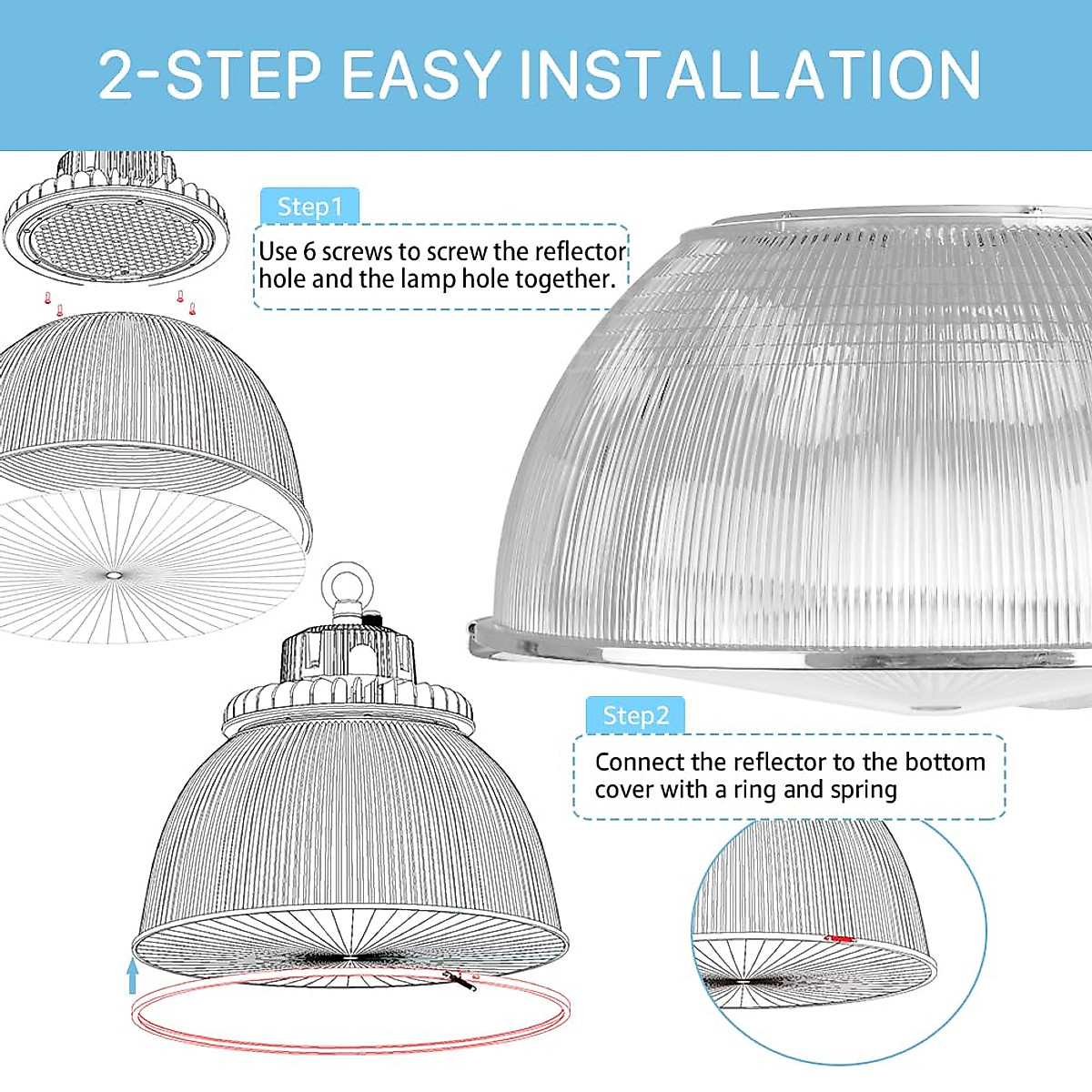 HYPERLITE 60 Degree PC Reflector ONLY for Hero Series LED High Bay Light 1-Pack (Milky Reflector with Cover)