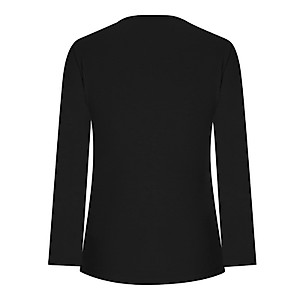 Womens Fall Fashion Tunic Shirts Long Sleeve Button Down Tops Casual Loose Comfy Blouses Empire Waist Clothes Women's Long Sleeve Tops Black XL