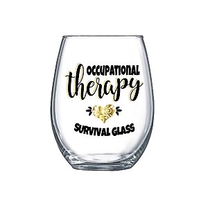 Best Funny Occupational Therapy Therapist Gifts for Women Stemless Wine Survival glass™ 0212