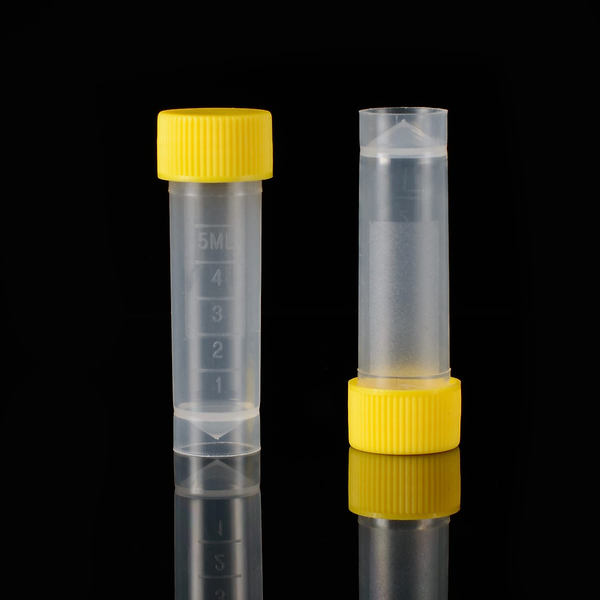 Eowpower 80 Pieces 5 ml Flat Bottom Plastic Graduated Sample Vial Tube with Screw Caps, Small Sample Bottles with Lid
