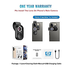 APEXEL Phone Microscope, Pocket Microscope iPhone Camera Lens Attachment Microscope 100X Microscopes With Universal Clip Fits for All Smartphone Portable Micro Loupe Lens for Kids Adults Trichome Coin