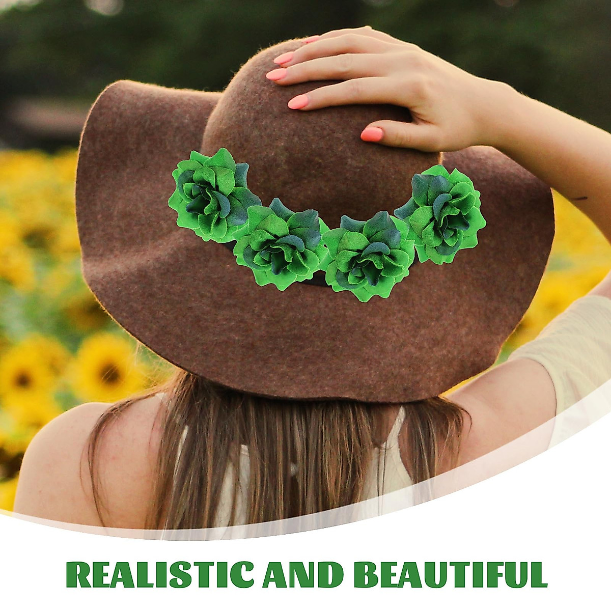 ULTNICE Artificial Faux Flower Heads Home Garden Party Decor 50pcs(Dark Green)