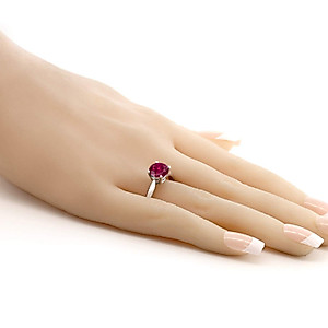 Gem Stone King 925 Sterling Silver Round 7MM Gemstone Birthstone Solitaire Engagement Ring | Wedding Engagement Anniversary Promise Ring For Women