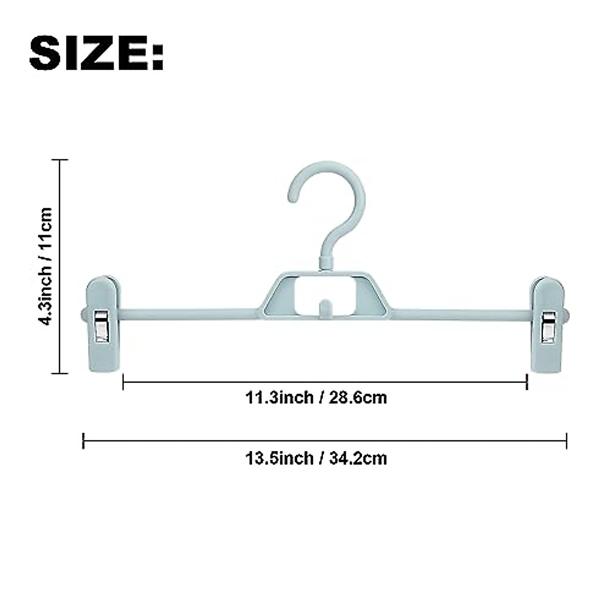 30 Pack Pants Hangers with Clips - POZEAN Plastic Hangers Stackable Skirt Hangers, Clothes Hangers with 360°Rotating & Adjustable Clips, Pants Hangers Space Saving for Pants, Skirts, Shorts (White)