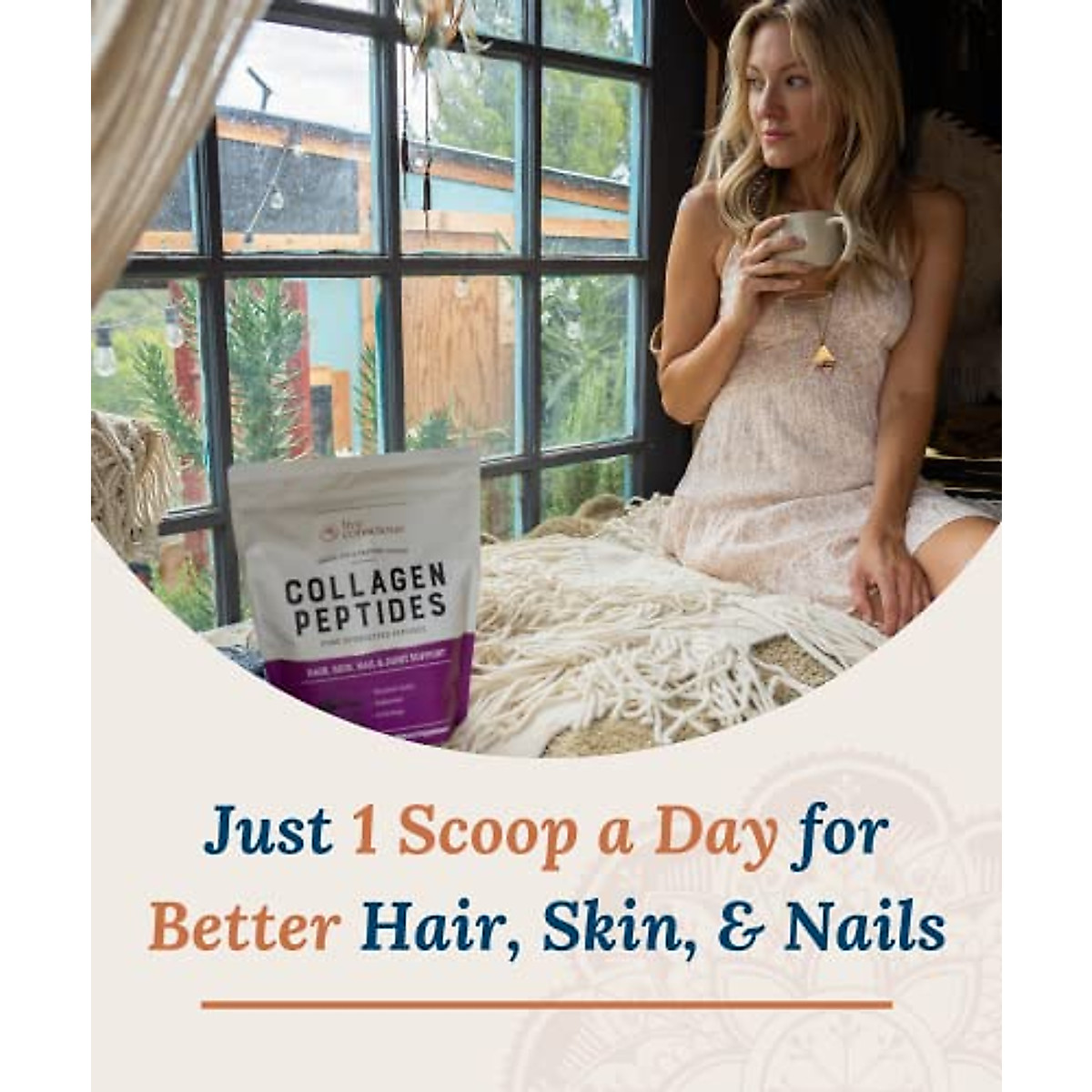 Collagen Peptides Powder - Naturally-Sourced Hydrolyzed Collagen Powder - Hair, Skin, Nail, and Joint Support - Type I & III Grass-Fed Collagen Supplements for Women and Men - 41 Servings - 16oz