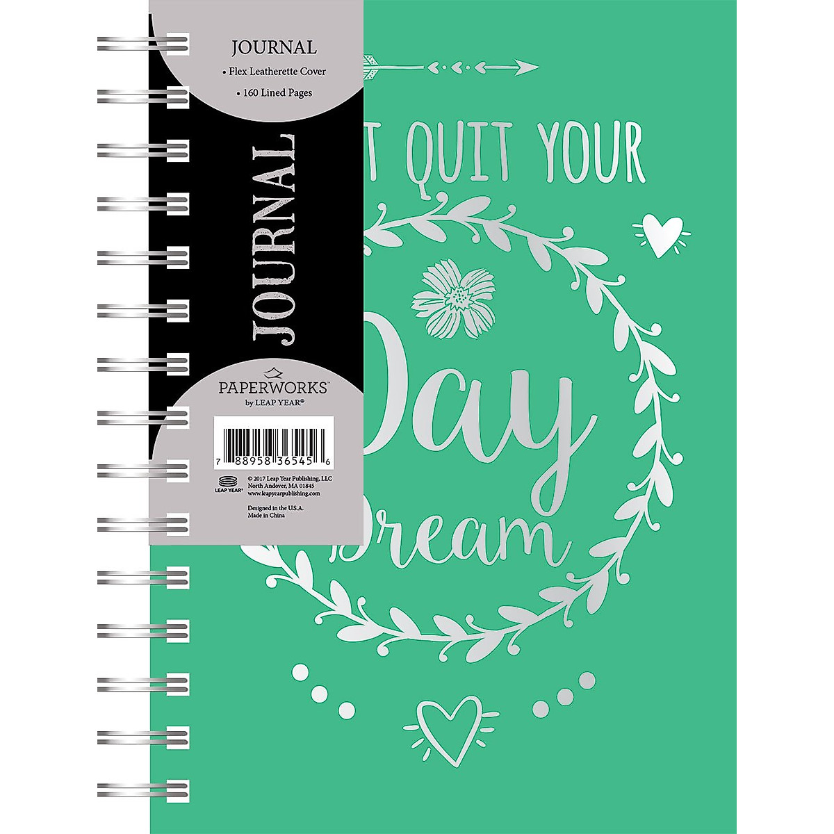 Paperworks Coil Bound Foil Leatherette Journal, 160 Lined Pages, Assorted Designs, Design May Vary (36545N)