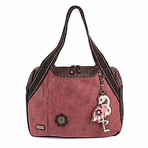 Chala Handbag Shoulder Purse Tote Bag with Flamingo Charm