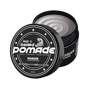 Bossman Hair & Beard Pomade for Men - Moisturizing with Medium Hold and Control - Men's Hair Styling Pomade - Made in USA, Natural, For All Hair Types | 4 ounce