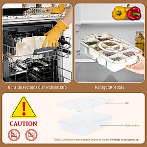 JDISANGI Divided Serving Tray with Lids and Handle, 8pcs Removable Snack Box container for Fruit, Candy, Veggie, Nuts, Snacks, Charcuterie Container Snackle Box for Party, Entertaining, Picnic