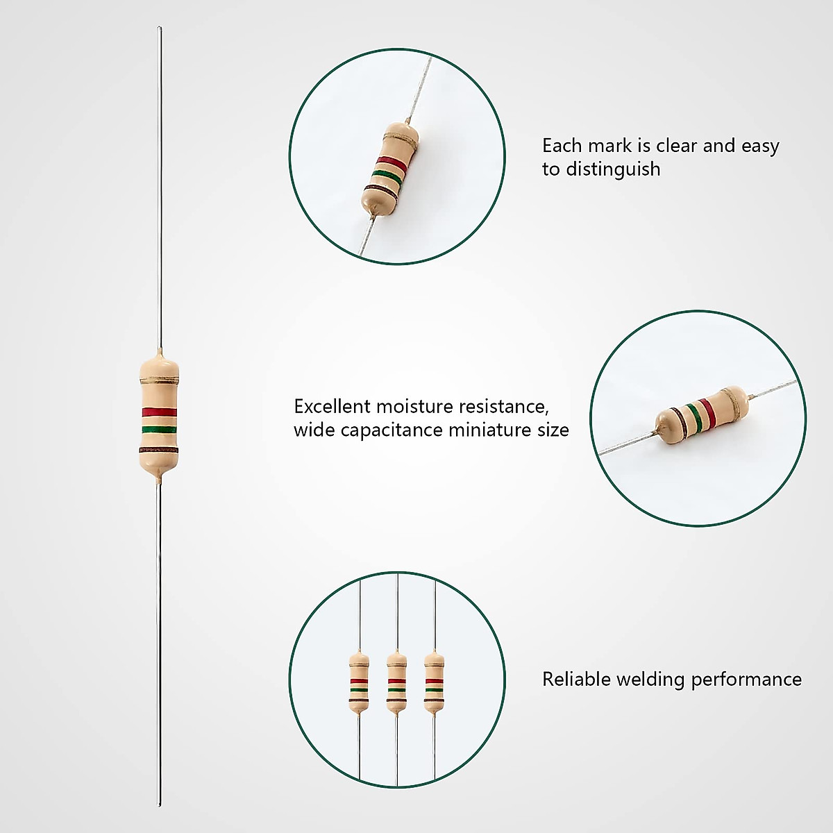 Uiusaur 500pcs 25 Value Carbon Film Resistors Assortment Kit 1 Ohm-1M Ohm with 5% 1/2W for Industrial Electrical and Arduino， TV, LCD Monitor, Radio, Stereo, Game, Refrigerator, Water Heater, etc.
