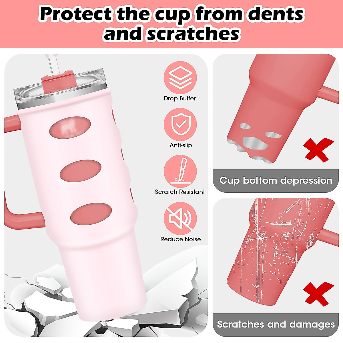 Silicone Boot for Stanley H2.0 30 oz Quencher,with Silicone Spill Proof Stopper Set Stanley Upgraded All Inclusive Silicone Boot Protects Against Dents Leakproof Stanley Cup Accessories-2pcs