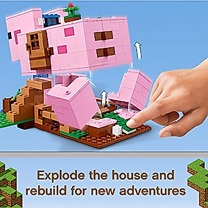 LEGO Minecraft The Pig House, 21170 with Alex, Creeper and 2 Pig Figures, Animal Building Toy, Great Gift for Kids, Boys & Girls Ages 8+