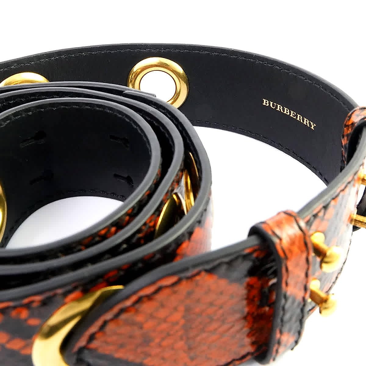 BURBERRY Burnt Amber Croco-embossed Leather Bag Strap