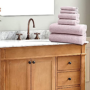 NY Loft 100% Cotton Quick Dry Towel Set | Textured Bathroom Towels | Highly Absorbent and Durable Towel Set | Greenwich Collection (6 Piece Towel Set, Lilac Snow)