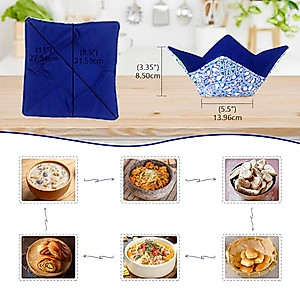 BASEPOW Microwave Bowl Holders,Microfiber Heat Resistant Bowl Holders,Microwave Bowl Huggers for Hot and Cold Bowls Plates Dish,Pack of 4 (Blue)