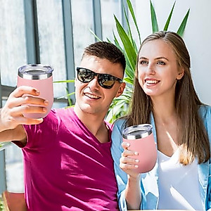 StarSpeed 12oz Wine Tumbler with lid, Stainless Steel Travel Mugs Stemless Double Wall Insulated Coffee Cup, Insulated Wine Glasses Travel Tumbler for Cold & Hot Drinks(Light Pink, 1)