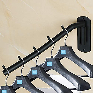 Alise Garment Rack Folding Clothes Hanger Rack Stainless Steel Black Garment Hooks,Clothing and Closet Rod Storage Organizer for Laundry Room Bedrooms Bathrooms,Pack of 2