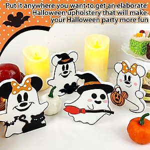 Cute Ghost Halloween Decorations Ghost Halloween Table Decorations 4Pcs Halloween Spooky White Ghost Wooden Sign Pumpkin Black Cat Bat Table Centerpiece for Halloween Home Decor