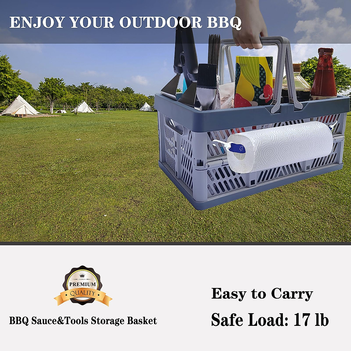 Rilltowpe BBQ Sauce&Tools Storage Basket it more convenient for you to carry barbecue sauce tools outdoors, on the beach, and on barbecues, and it is easier to store barbecue sauce tools.