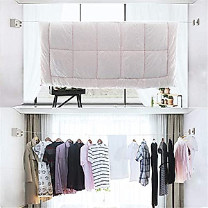 N/A Clothes Line Dryer Retractable Bathroom Accessories White Clothesline Rack Laundry Dryer Double Layer Stretch Tools