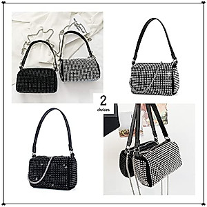 TANOSII Rhinestones Evening Bag Crystals Clutch Women's Handbag Bling Bling Purse Party Crossbody Bag White