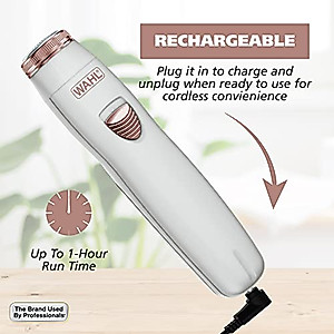 Wahl Clean & Smooth Ladies Rechargeable Facial Hair & Peach Fuzz Electric Shaver for Women – Compact Size for Travel - Model 9865-2801V