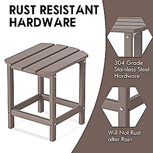 DAILYLIFE Side Table, Plastic Outdoor Adirondack End Table, Patio Coffee Table, Weather Resistant, Pool Composite Outdoor Tables for Patio Deck Garden, Backyard & Lawn Furniture