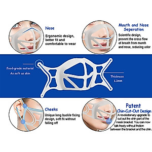 Upgraded 3D Silicone Face Mask Bracket with Earloops,Breathe Cup Turtle Shape,Cool Insert for More Breathing Room,Inner Support Frame,Breathable Spacer Keep Fabric Off,Lipstick Protector(Black,5PCS)