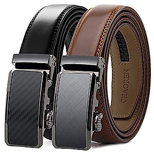CHAOREN Mens Belts Leather Ratchet 2 Pack - Mens Dress Belt for Dress Pants(32mm)