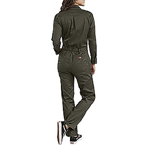 Dickies Women's Long Sleeve Cotton Twill Coverall, Moss, Medium