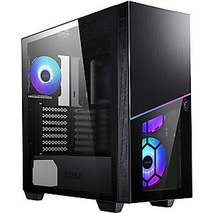 MSI MPG Series SEKIRA 100R, Premium Mid-Tower Gaming PC Case: Tempered Glass Side Panel, Liquid Cooling Support up to 360mm Radiator, Two-Tone Design