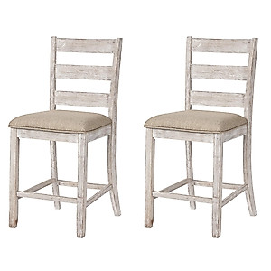 Signature Design by Ashley Skempton 24" Counter Height Upholstered Barstool, Set of 2, Antique White