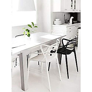 2xhome Set of 2 Stackable Contemporary Modern Designer Plastic Dining Chairs, Open Back Chairs for Indoor or Outdoor Use, White