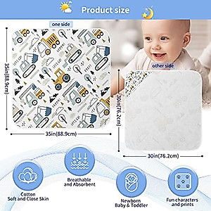 Ceiurey Excavator Truck Baby Boys Girls Bath Towel White Blue Car Hooded Towels Newborn Toddlers Organic Cotton Washcloths Shower Beach Towel 30 x 30 Inch