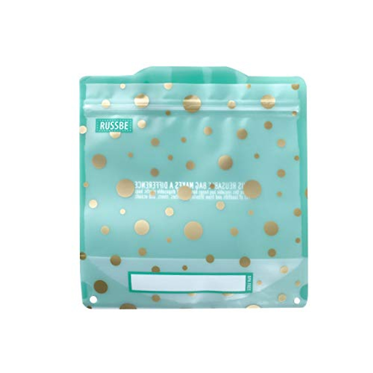 Russbe Metallic Polka Dot Reusable Snack & Sandwich Bags (Set of 4), Turquoise