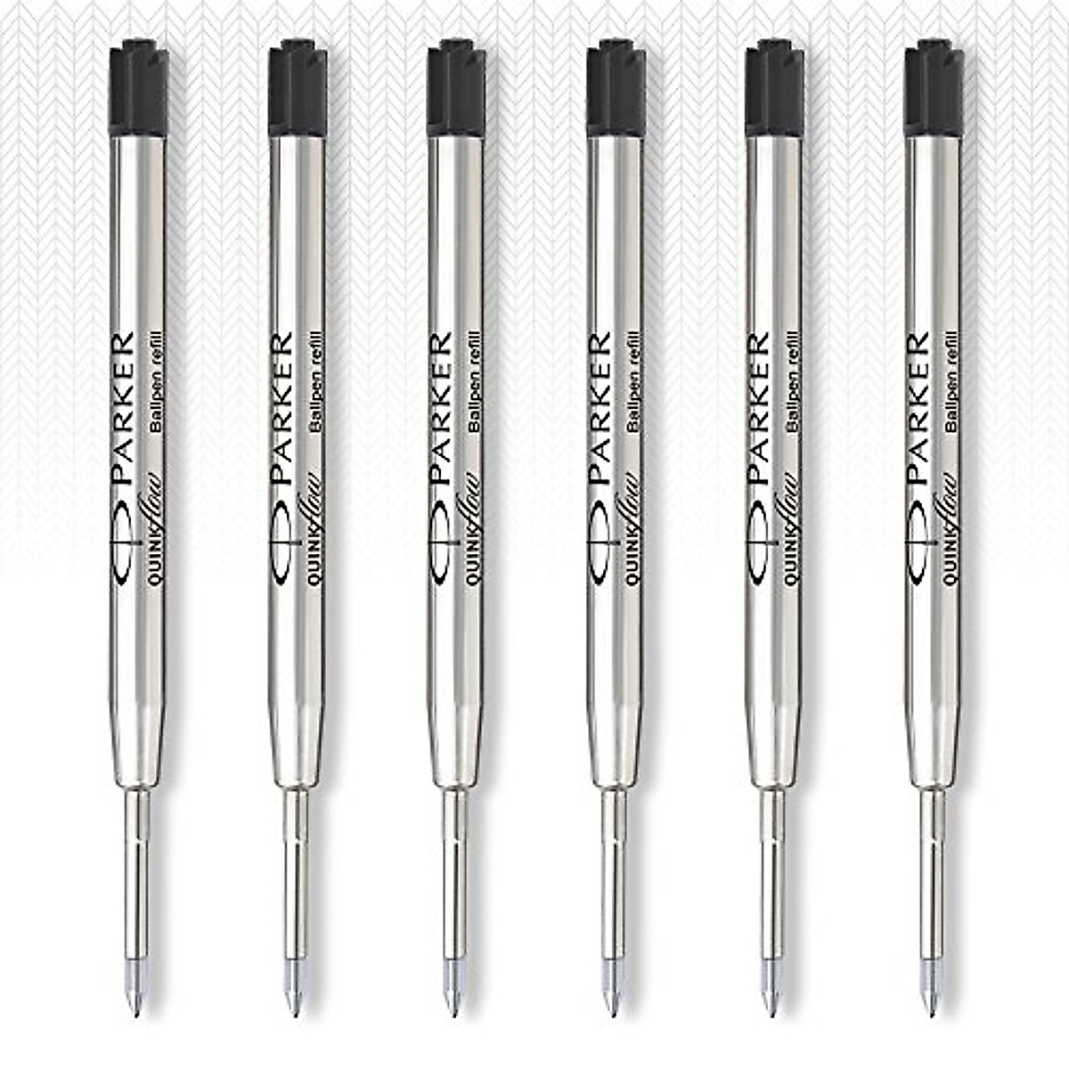 Parker QUINKflow Ballpoint Pen Ink Refills, Fine Tip, Black, 6 Count Value Pack (2025155)