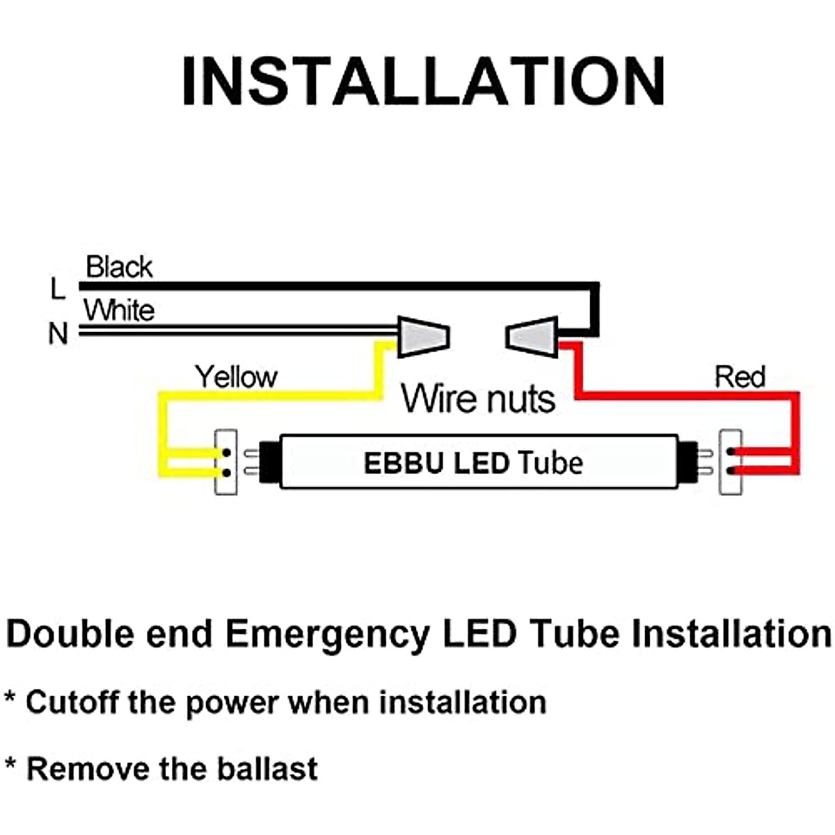 E2 LIGHTING Emergency T8 Tube, ETL and DLC 4 ft EBBU Tube (4000K)