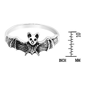 AeraVida Gothic Spooky Nocturnal Bat .925 Sterling Silver Ring | Statement Fashion, Gothic Ring | Casual Jewelry Gift | Size 5