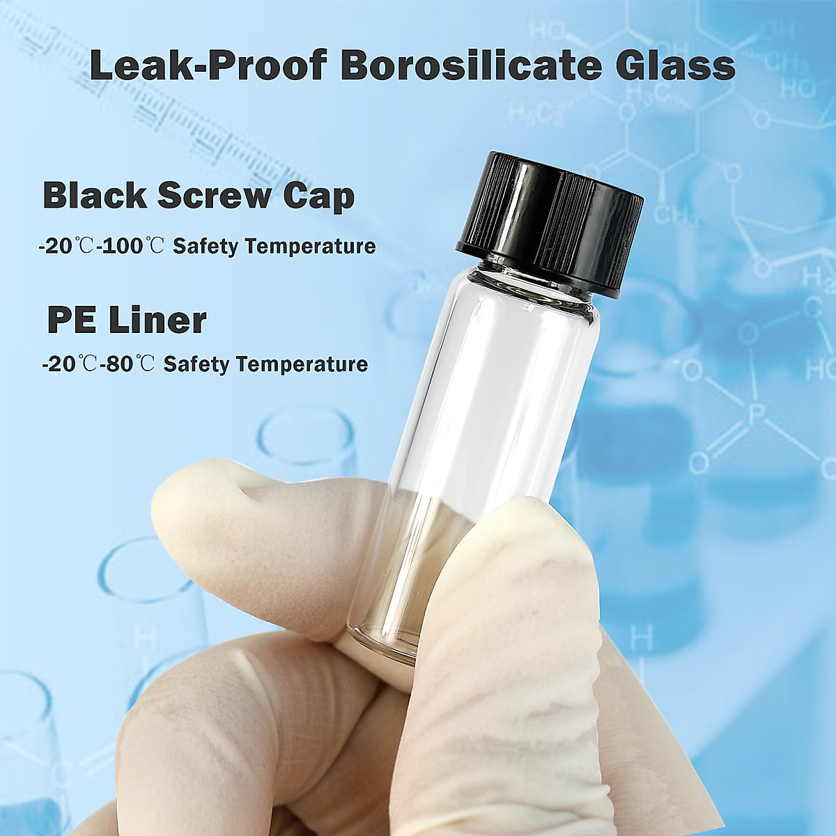 ALWSCI 1 Dram Glass Vials, Small Liquid Sample Vial, 15X45mm 4 ml Borosilicate Glass Empty Vials with Caps, 13-425 Black Screw Caps with PE Liner, Pack of 20