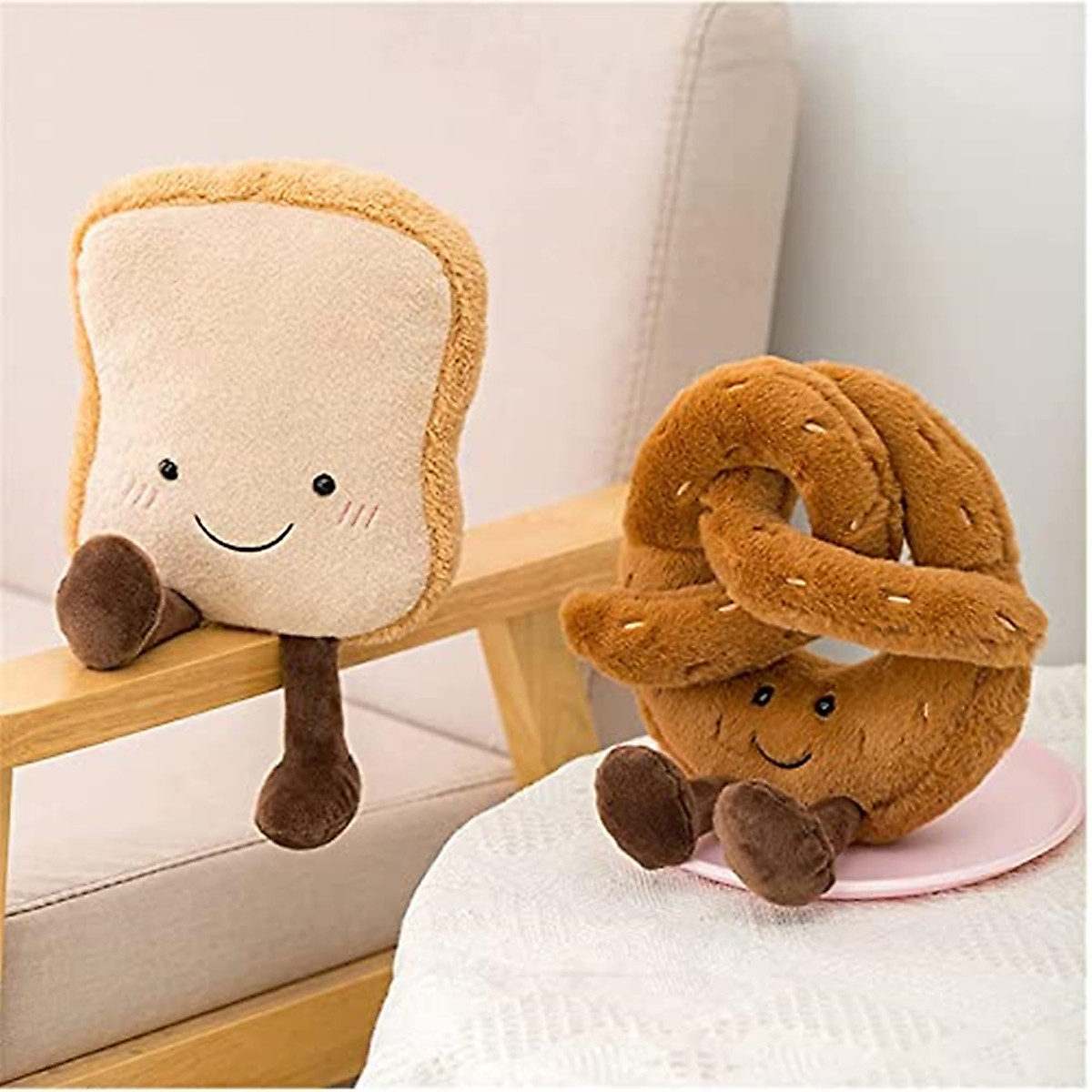 Croissant Plush Bread Pillow Toy, Food Plush Pillow Cute Plush Stuffed Animals Toy Funny Soft Food Plushies Toy for Gifts for Kids Birthday