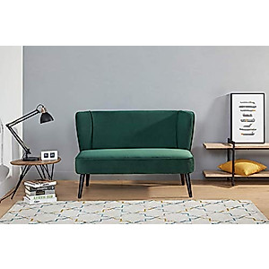 A&D Home 52.3” Manhattan Mid-Century Modern Velvet Armless Loveseat Sofa Chair with Wood Legs, Green