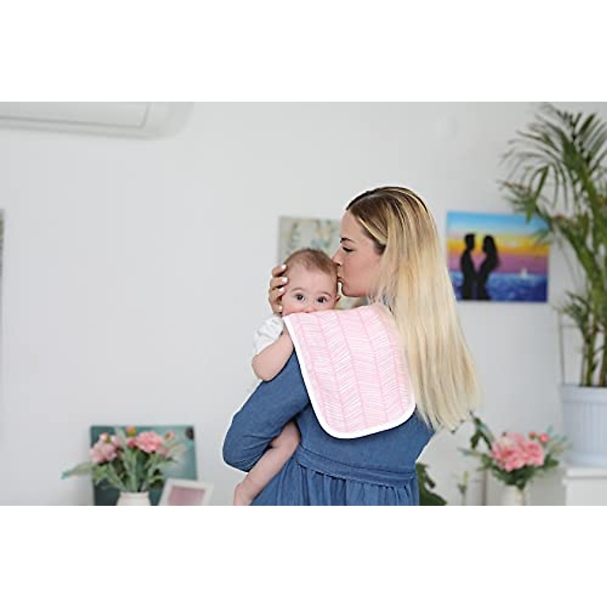 BaeBae Goods Burp Cloths for Baby Girl - Ultra Absorbent Burping Rags - Anti Shrink Unisex Burpy Clothes - Super Soft Jersey Cotton, Large 21"x10" - Thick for Newborn Cloth Diapers - 6 Pack